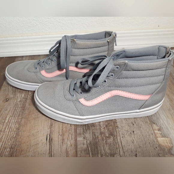 Vans | Shoes | Vans Off The Wall High Top Shoes Pink And Grey Size 5 ...
